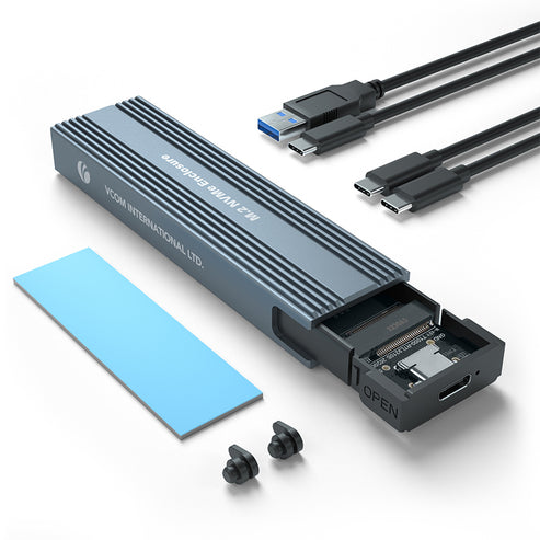 VCOM M.2 NVMe SSD Enclosure, 10Gbps Speed, USB-C, Tool-Free Setup