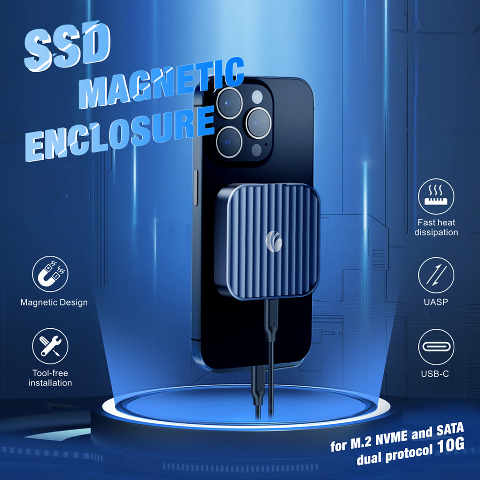 VCOM SSD Magnetic Enclosure for M.2 NVME and SATA dual protocol 10G